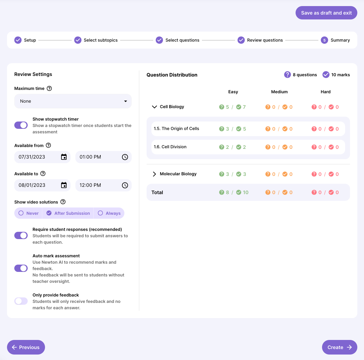 How do I create a task or assessment?
